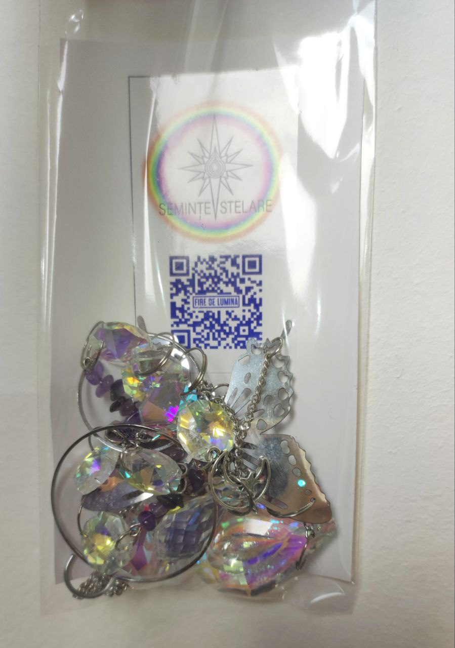 Rainbow silver prism butterfly and amethyst little stones | Fire De Lumina
